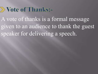 Speech of introduction and vote of thanks theme | PPTX