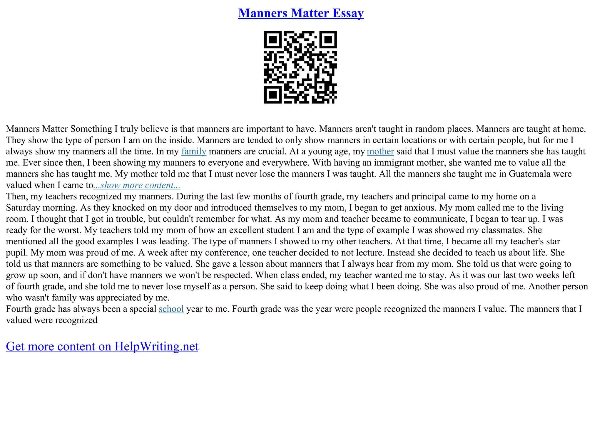 Speech On Good Manners | PDF