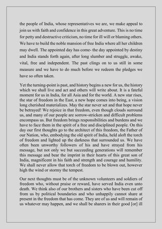 Speech on Indian Independence.pdf | National & Civic Holidays | Holidays