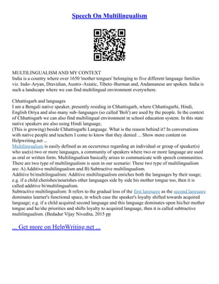 Speech On Multilingualism | PDF