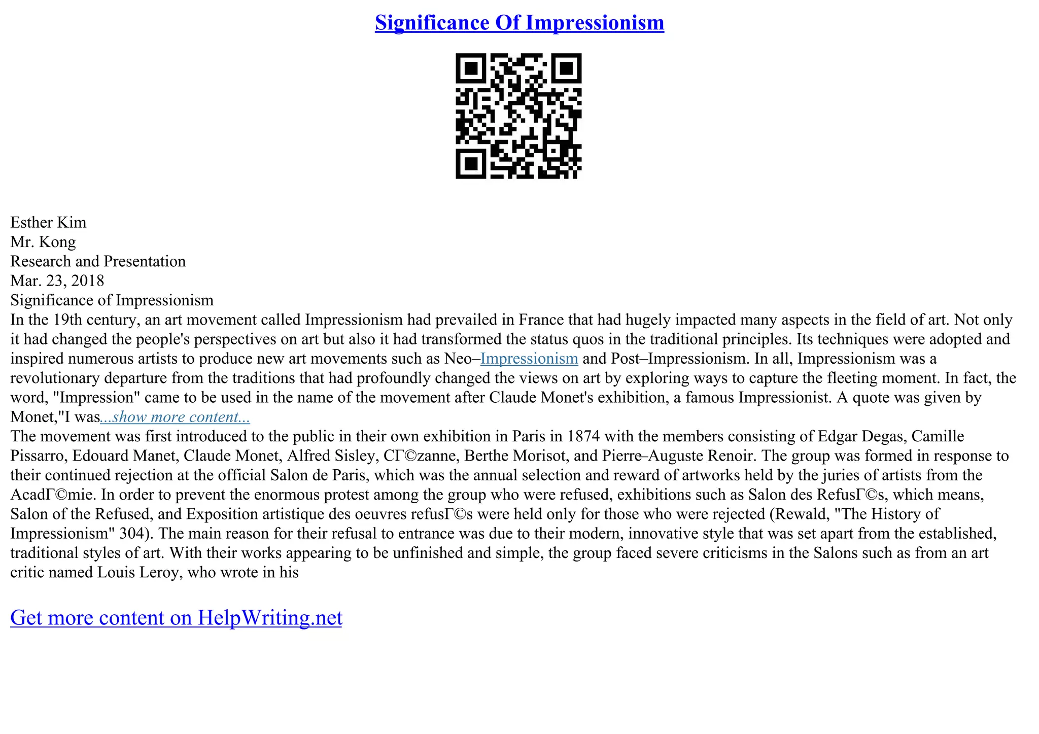 Speech On Post Impressionism | PDF