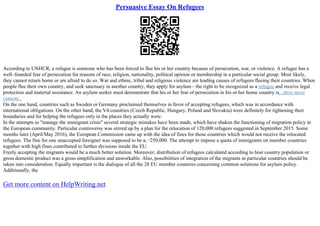 Speech On Refugees | PDF