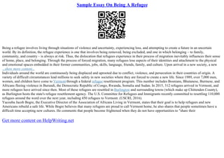 Speech On Refugees | PDF