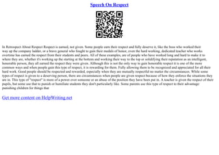 Speech On Respect | PPT