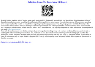 Speech On Respect | PPT