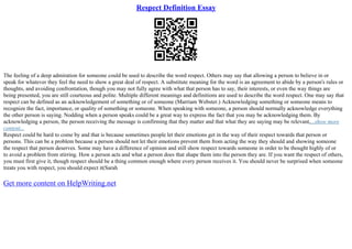 Speech On Respect | PPT