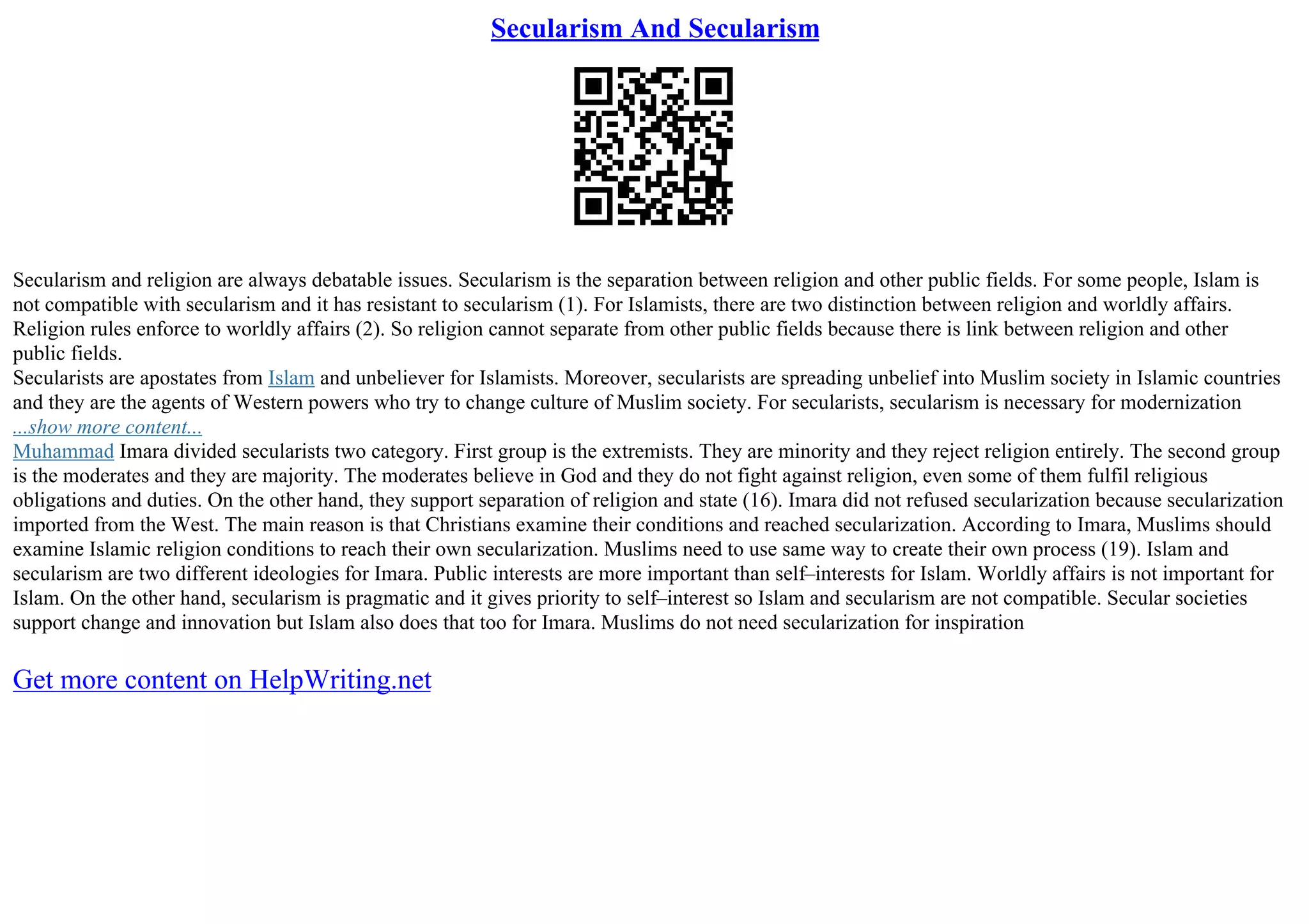 Speech On Secularism | PDF