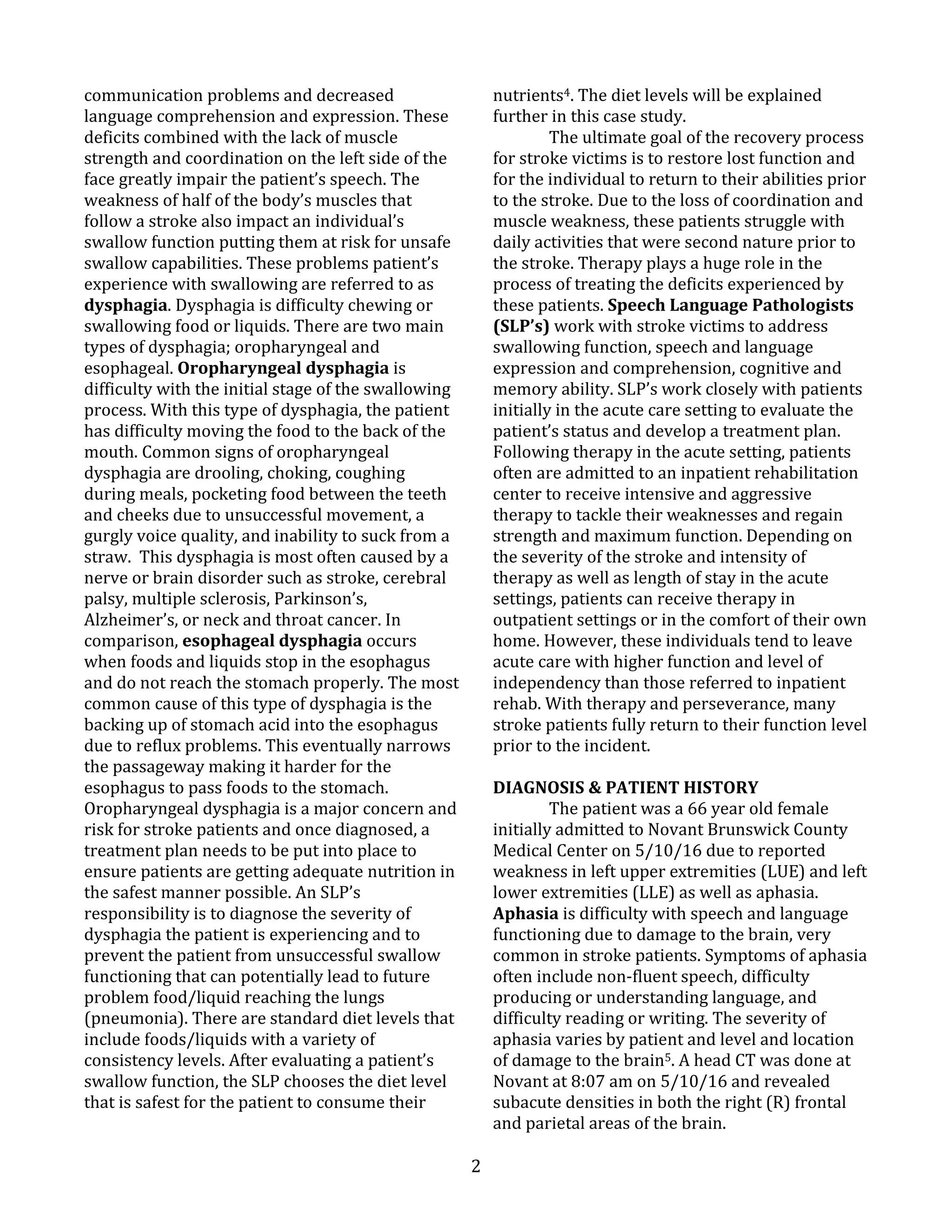 Speech Pathology Stroke Case Study | PDF