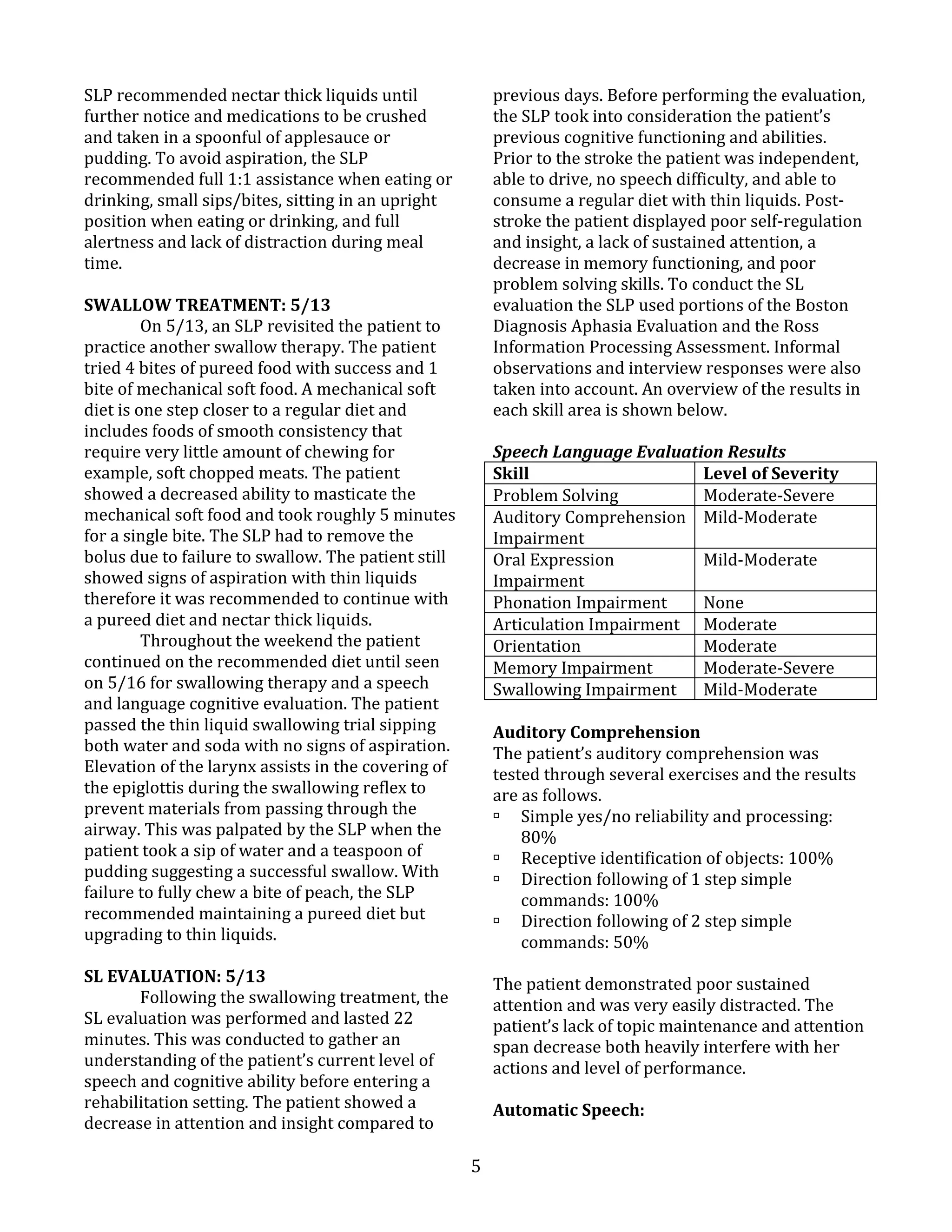 Speech Pathology Stroke Case Study | PDF