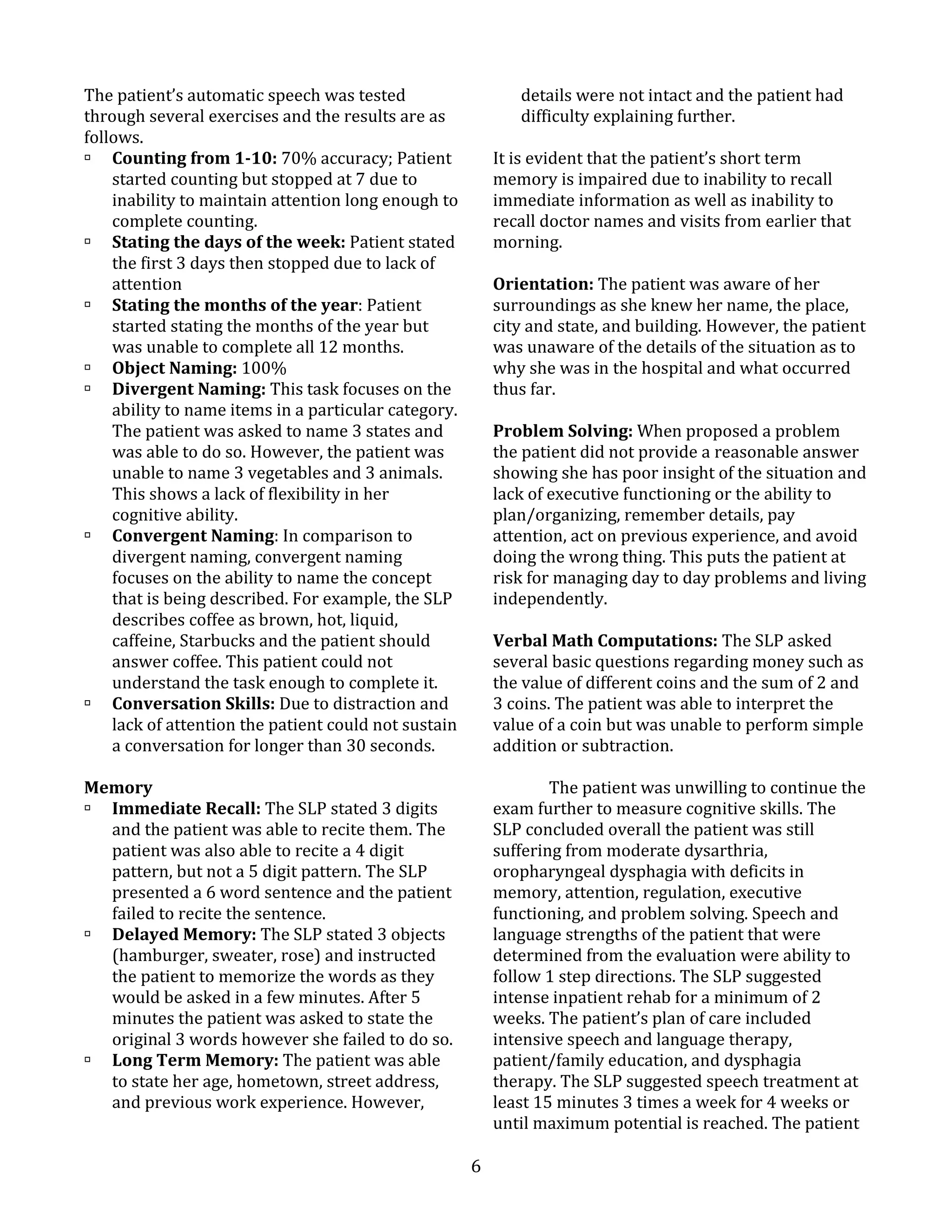 Speech Pathology Stroke Case Study | PDF