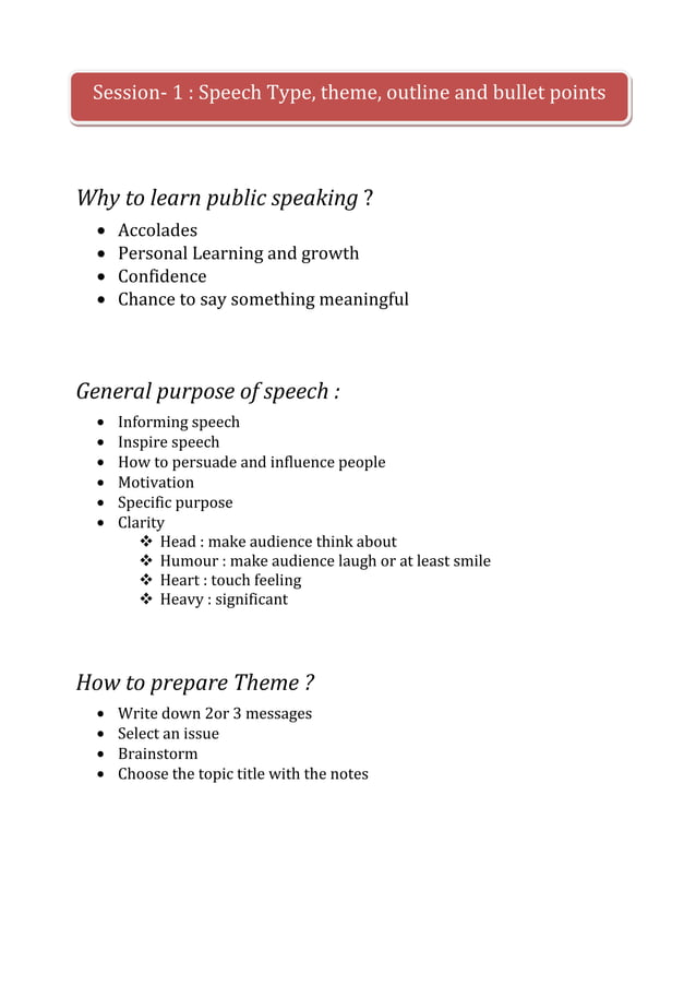 Speech preparation workshop by risman | PDF