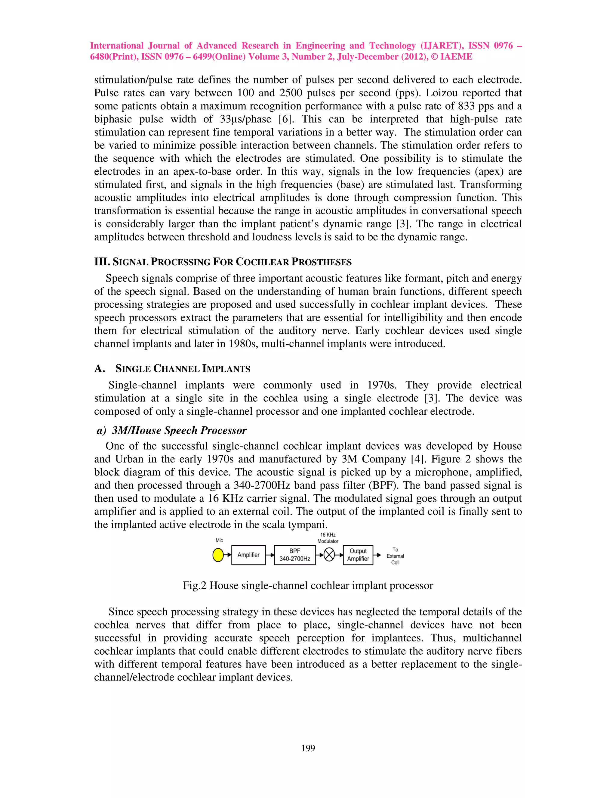 Speech processing strategies for cochlear prostheses | PDF