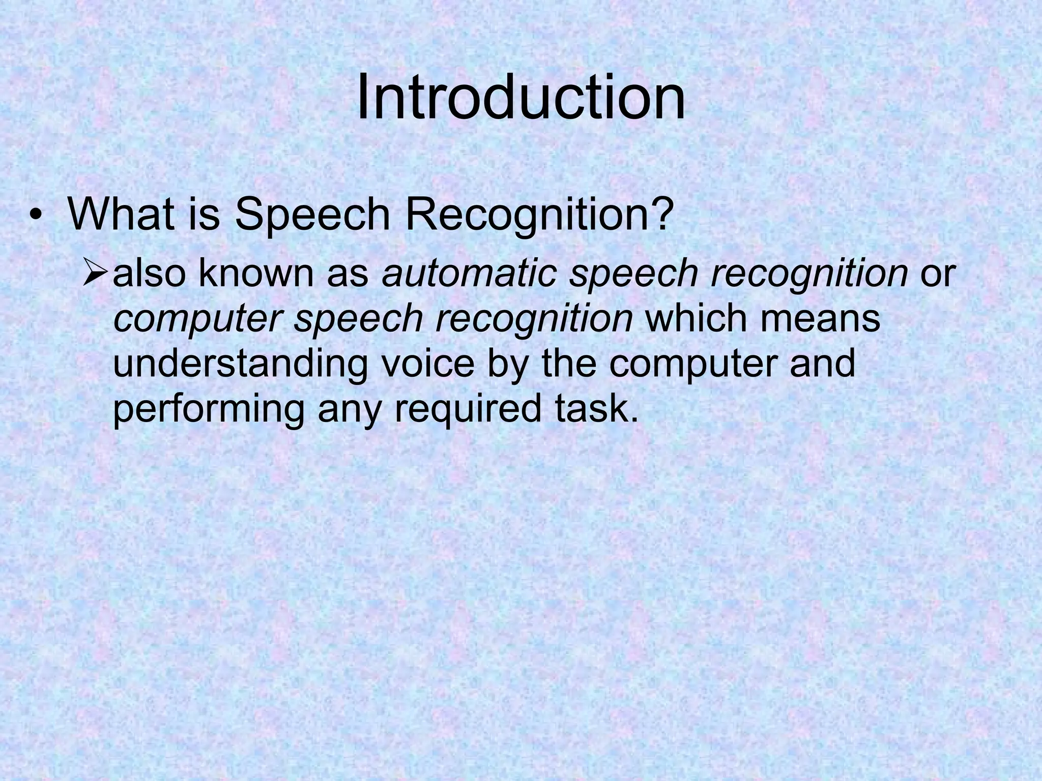 Speech recognition | PPT