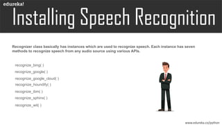 Speech Recognition Using Python | Edureka | PDF