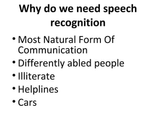 Speech recognition final | PPT