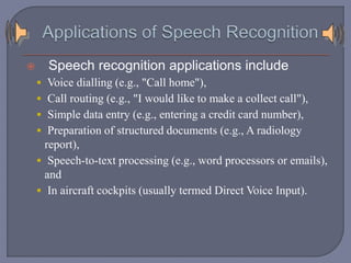 Speech recognition final presentation | PPTX