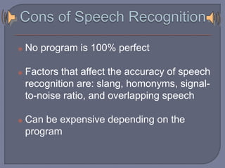 Speech recognition final presentation | PPTX