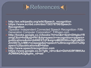 Speech recognition final presentation | PPTX