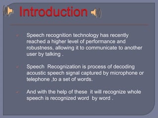 Speech recognition final presentation | PPTX