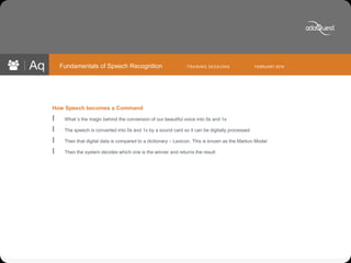 Speech Recognition Fundamentals | PPTX