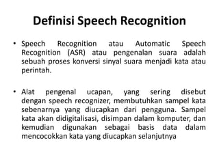 Speech recognition Muksal Mina | PPTX
