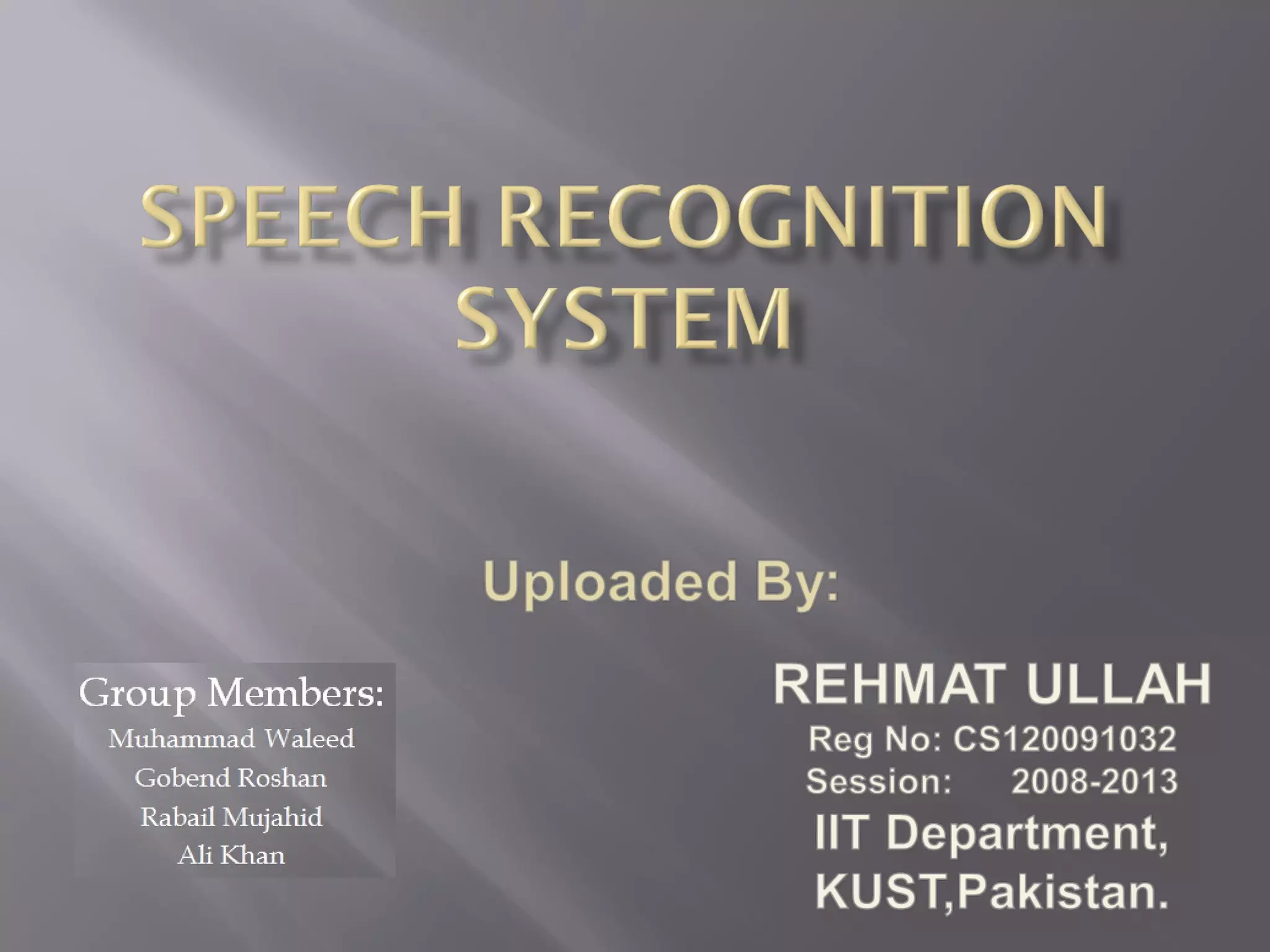 Artificial intelligence Speech recognition system | PPT