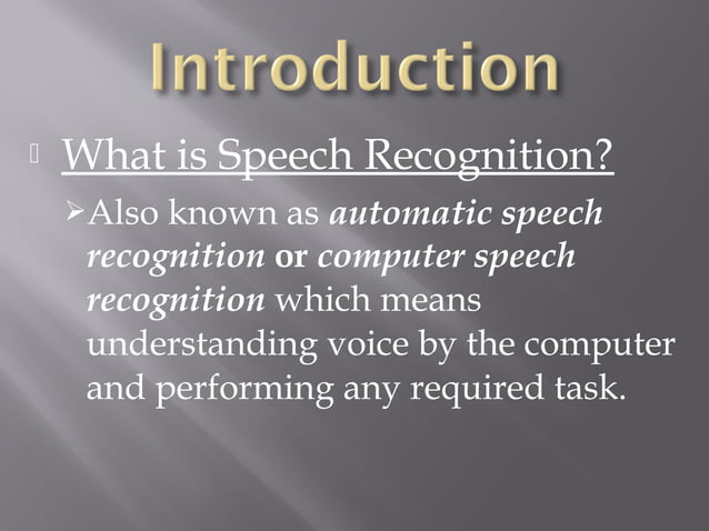 Artificial intelligence Speech recognition system | PPT
