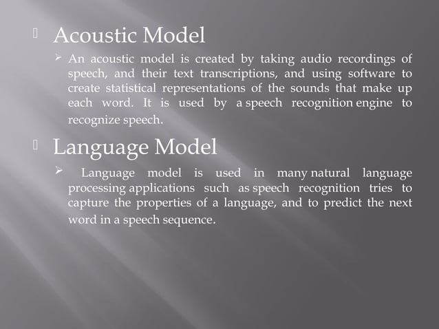 Artificial intelligence Speech recognition system | PPT