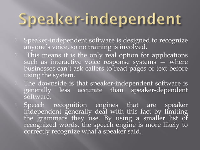 Artificial intelligence Speech recognition system | PPT