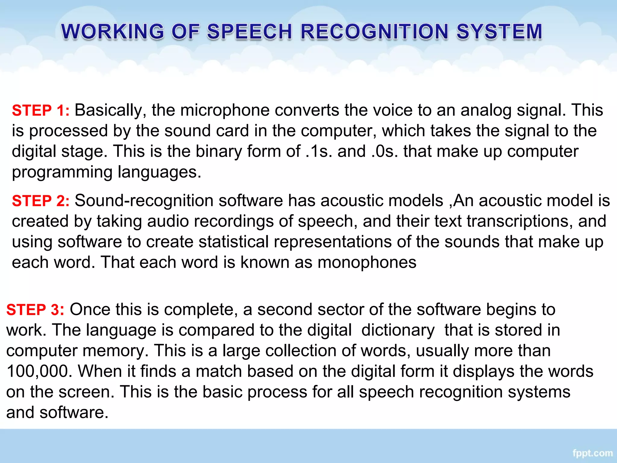 Speech recognition system | PPT
