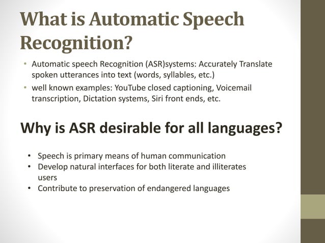 Speech recognition system | PPT