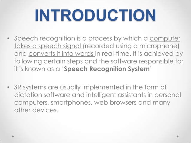 Speech recognition system seminar | PPTX