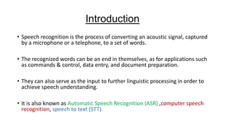 Speech Recognition Technology | PPTX