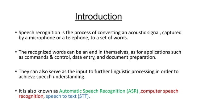 Speech Recognition Technology | PPTX | Digital Audio | Computer ...