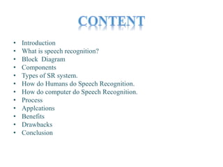 Speech Recognition Technology | PPTX
