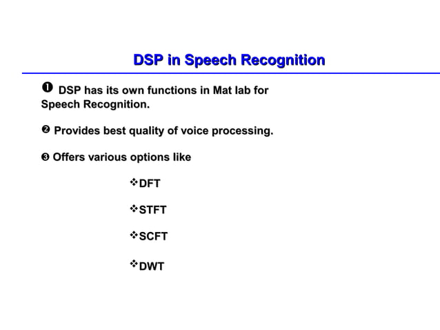 Speech Recognition Using Dwt Ppt