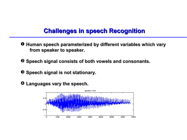 Speech recognition using dwt | PPT