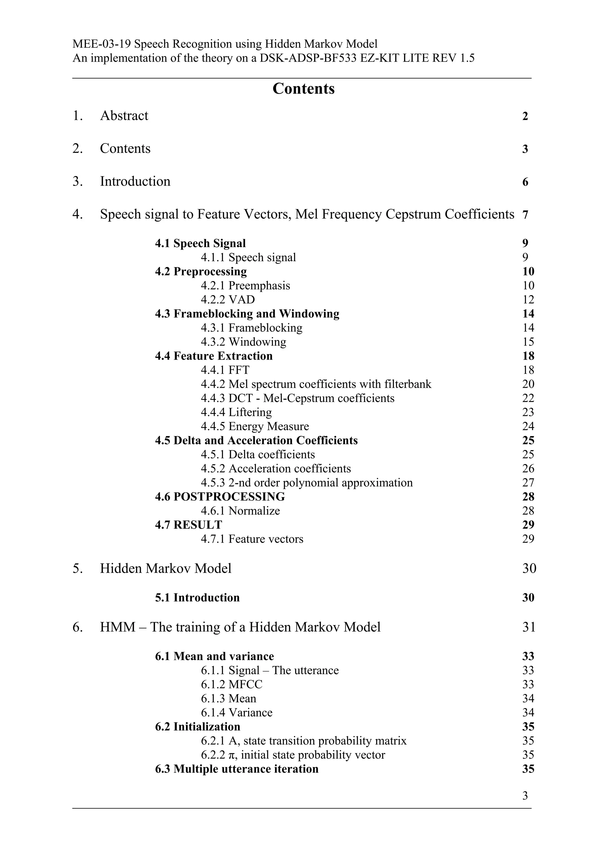 Speech recognition using hidden markov model mee 03_19 | DOC