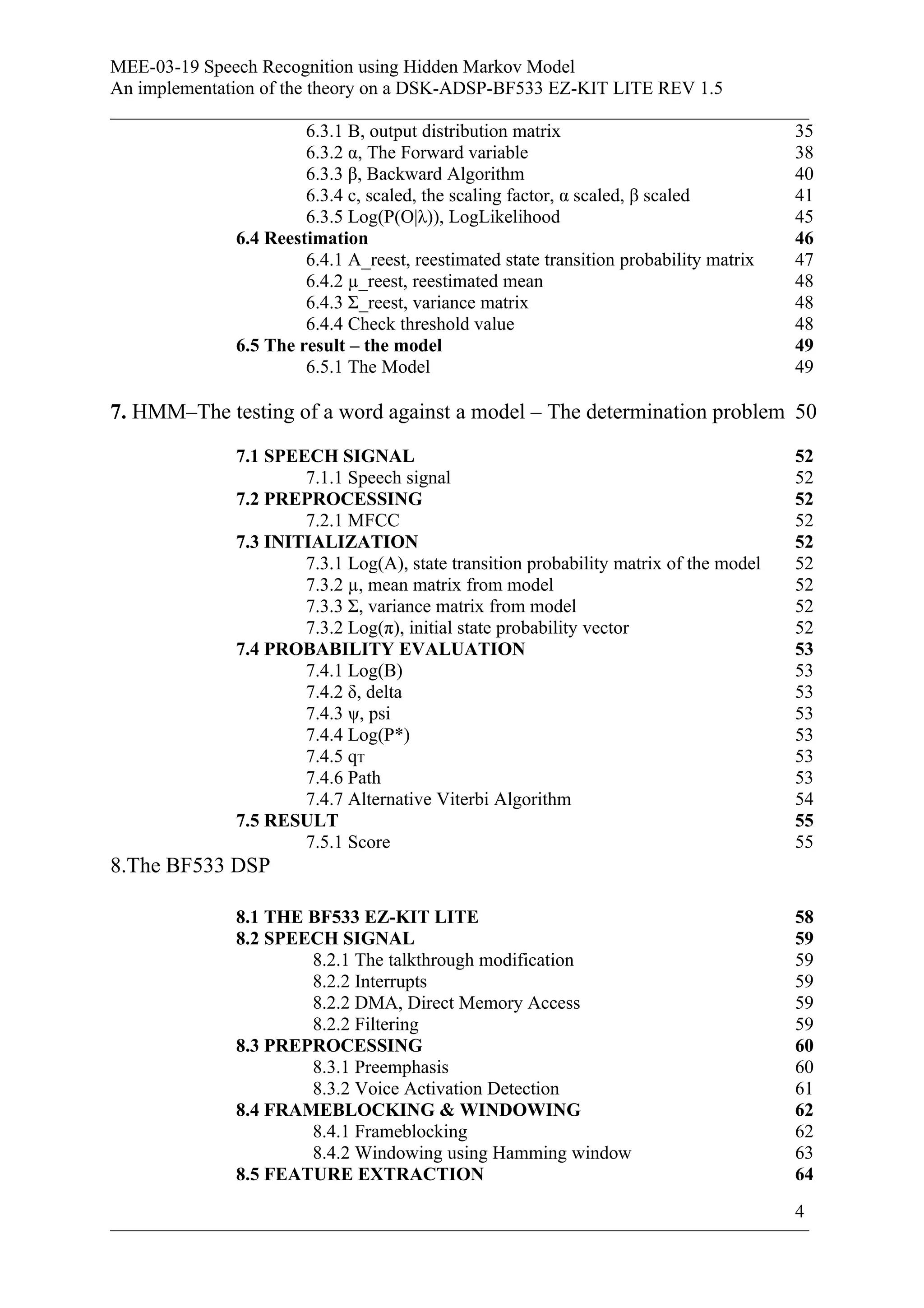 Speech recognition using hidden markov model mee 03_19 | DOC