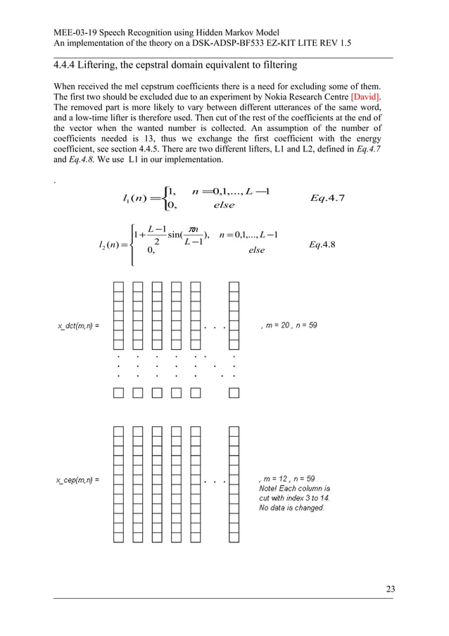 Speech recognition using hidden markov model mee 03_19 | DOC