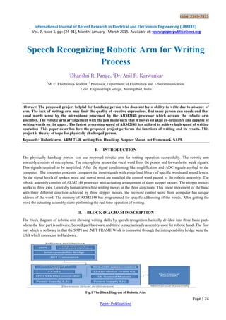 Speech Recognizing Robotic Arm for Writing Process | PDF