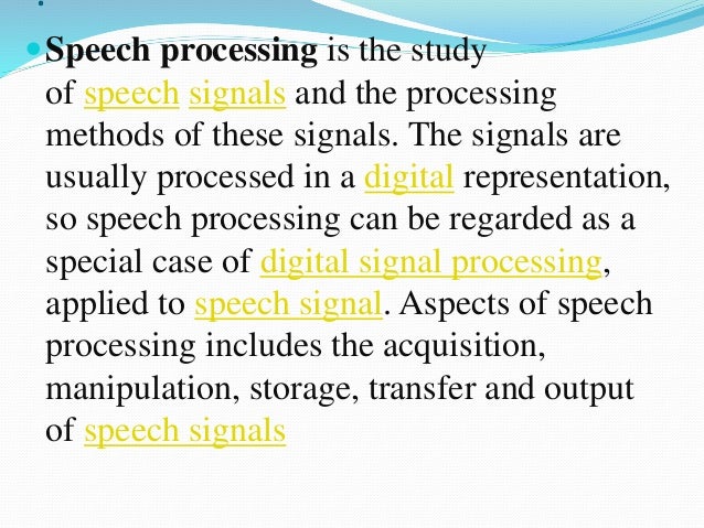 Speech Signal Analysis