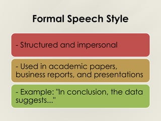 SPEECH STYLE GRADE 11 ORAL COMMUNICATION.pptx