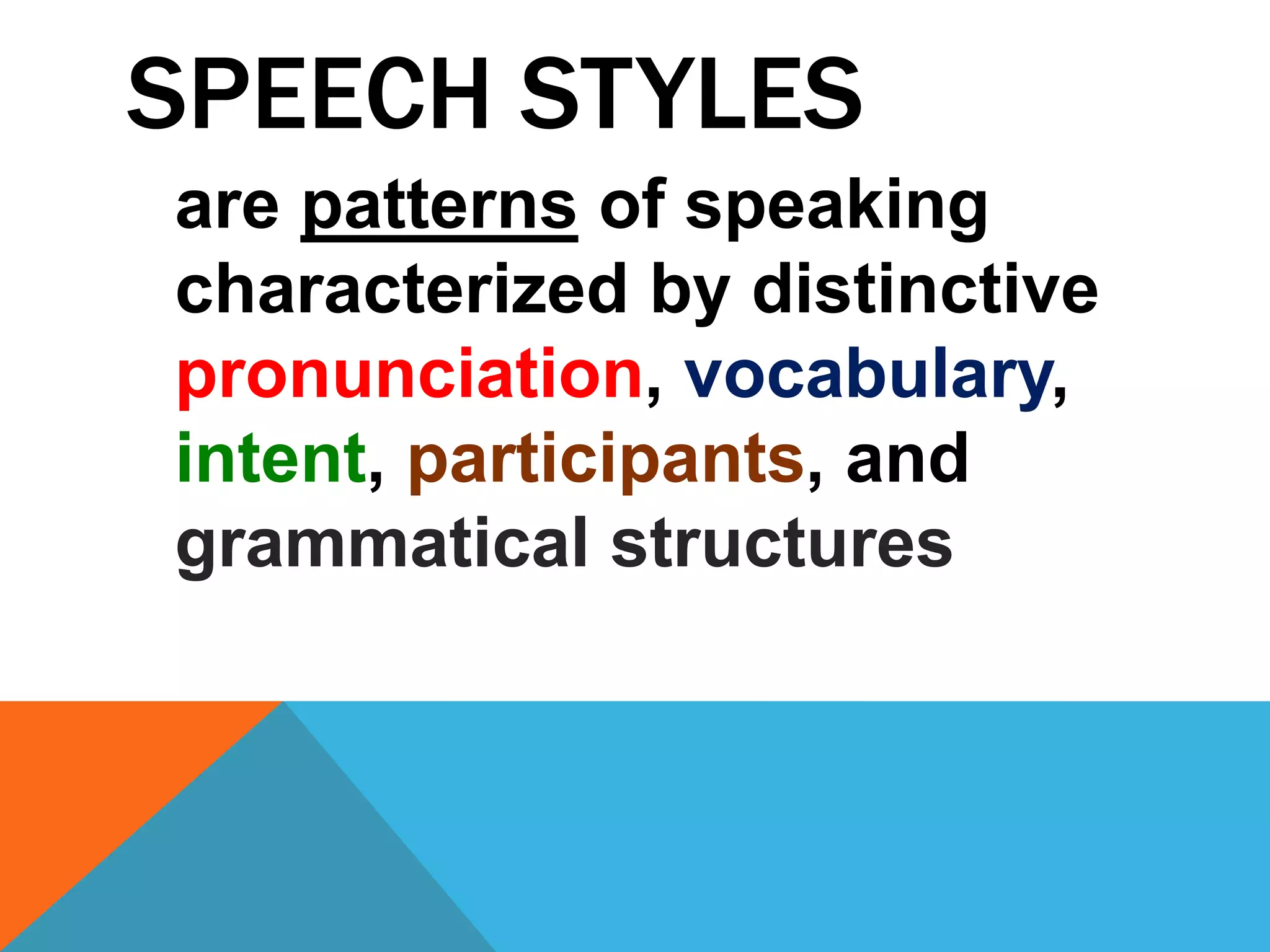 Speech styles | PPTX