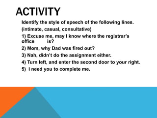 Speech styles | PPTX