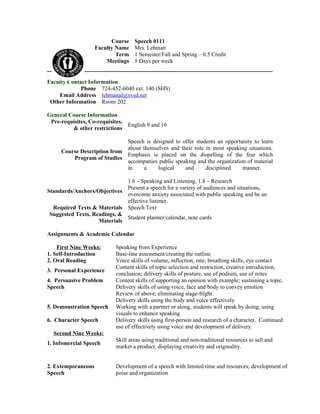 Speech syllabus | PDF
