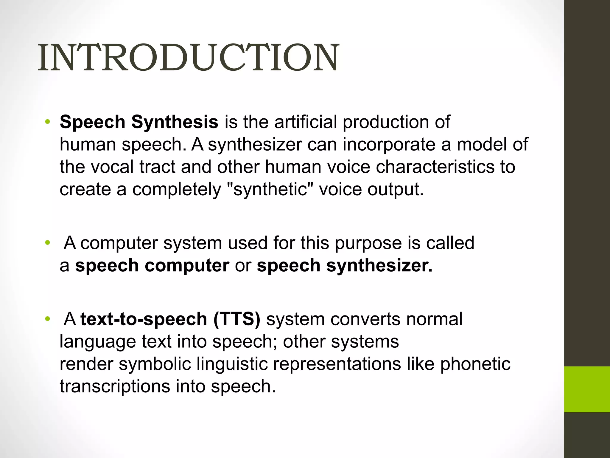 Speech synthesis technology | PPTX
