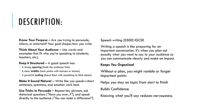 Speech writing and mastering the art of writing | PPT