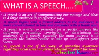 Speech writing for class xi and xii | PDF