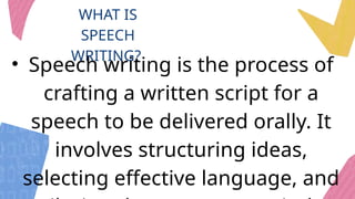 SPEECH WRITING in Oral Communication Subject | PPT